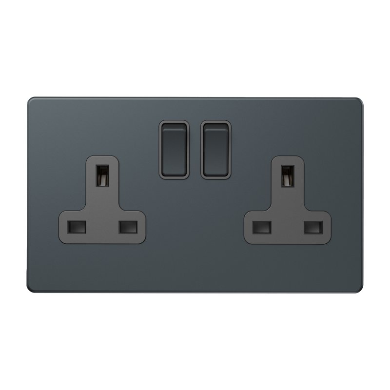 13A 2GANG SWITCH SOCKET SPRUCE BLUEADMORE